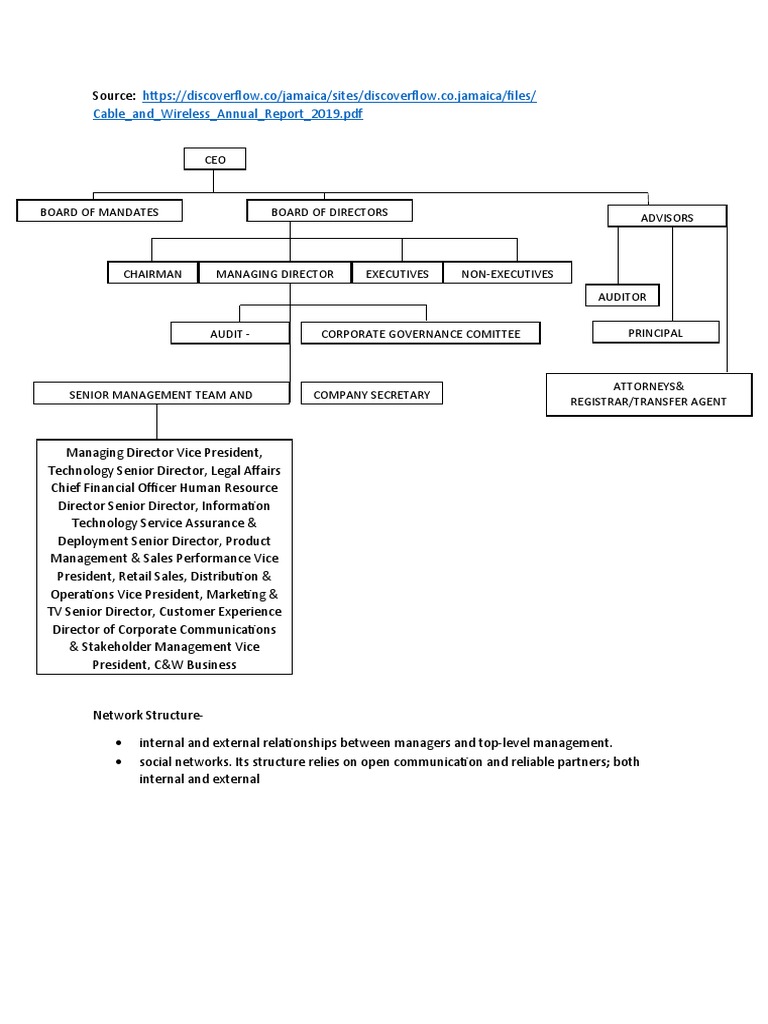 Flow Jamaica Organizational Structure | PDF | Business | Finance ...