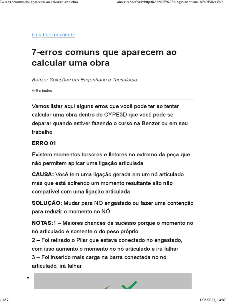 7-Erros Comuns Que Aparecem Ao Calcular Uma Obra PDF | Download grátis PDF | Flambagem ...