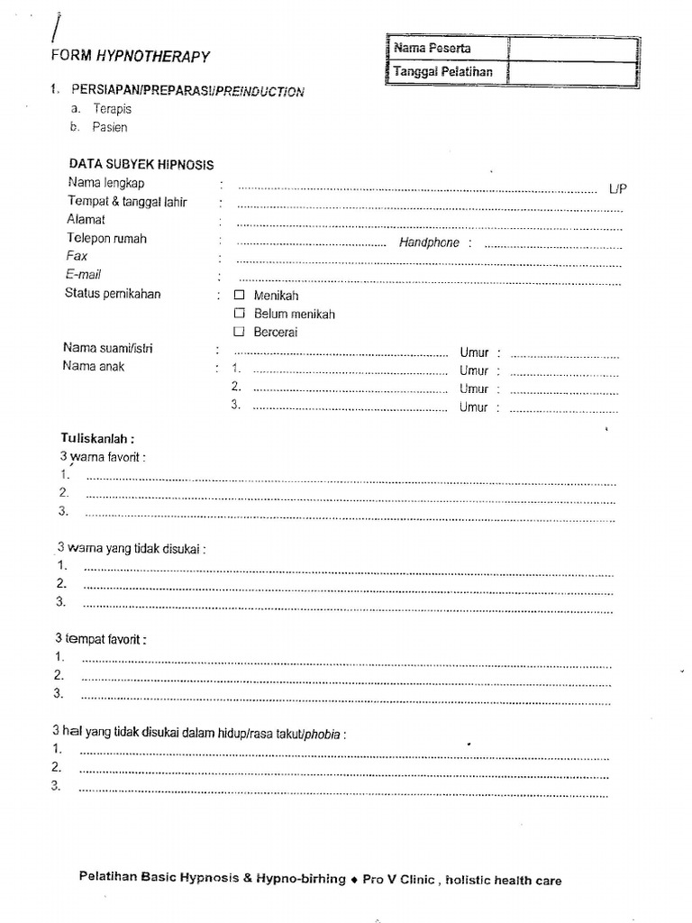 Form Hypnotherapy PDF | PDF