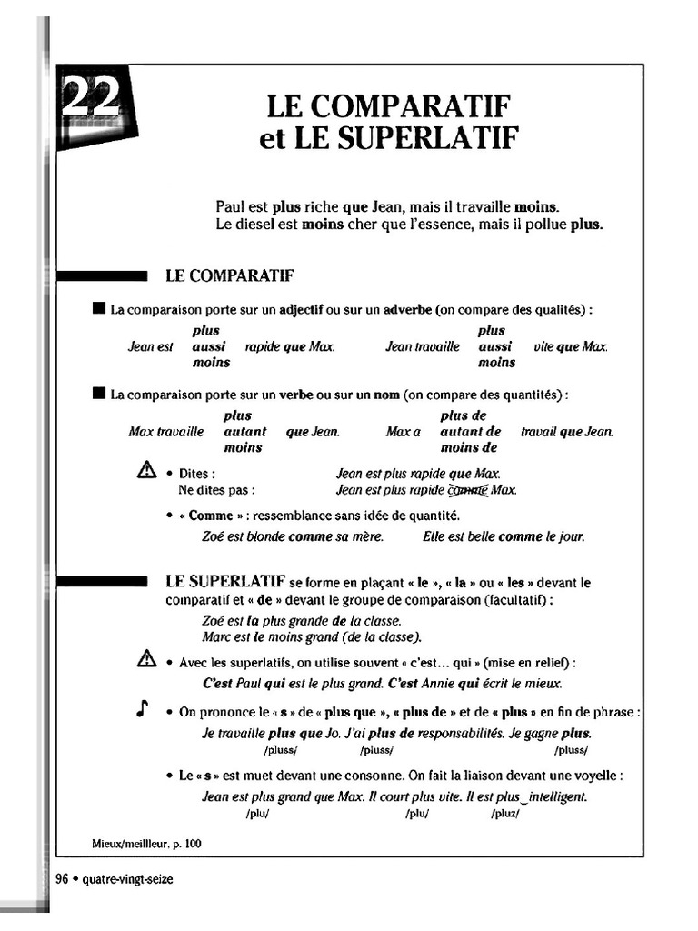 22 B1 Le Comparatif Et le Superlatif | PDF