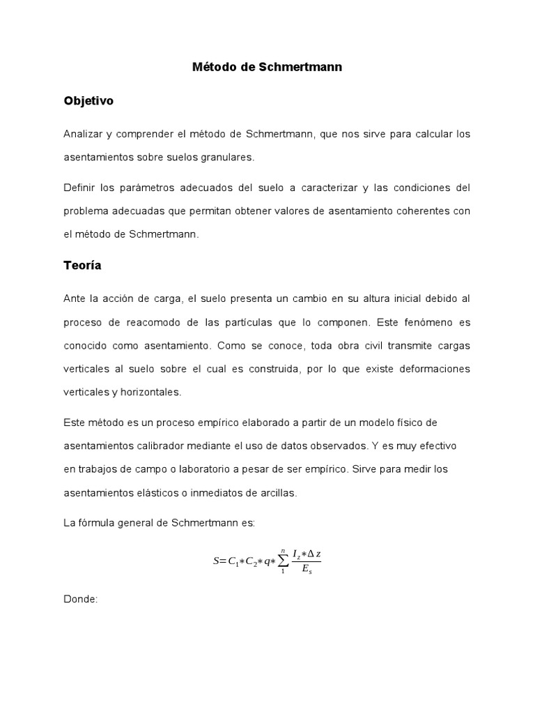 Método de Schmertmann | PDF | Elasticidad (Física) | Mecánica de Medios ...