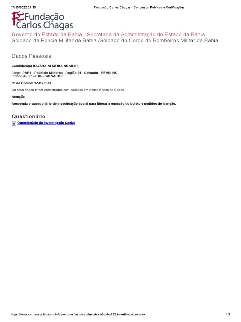 Fundação Carlos Chagas - Concursos Públicos e Certificações | PDF