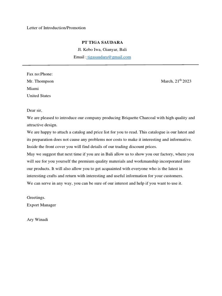 Letter of Introduction | PDF