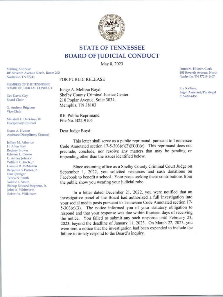 Public Reprimand Final - Boyd | PDF