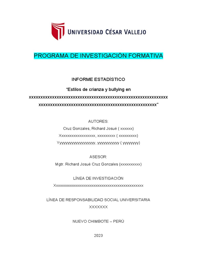 Estructura Del Informe Estadístico - Carátula e Índice | PDF
