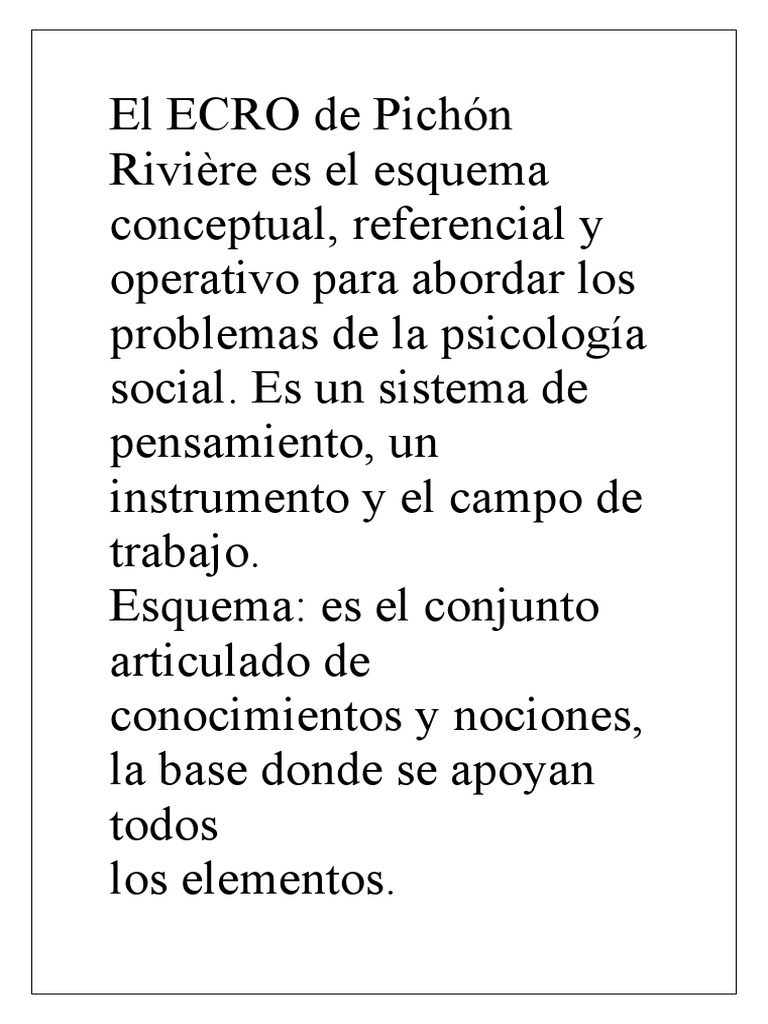 ECRO de Pichón Rivière: Esquema y Aplicaciones | PDF | Teoría | Esquema ...