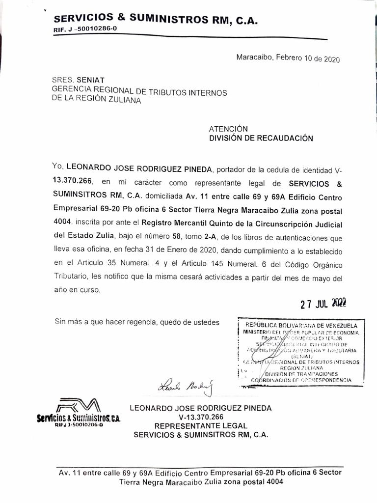 Carta de No Actividad y Actividad PDF | PDF