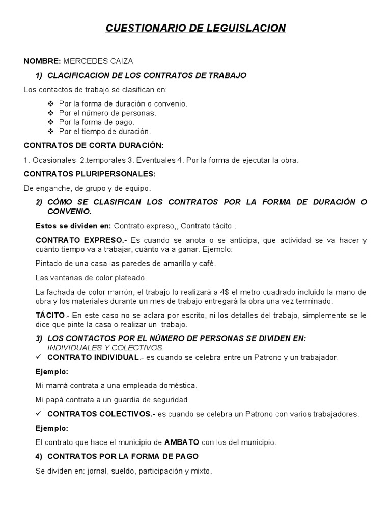 Tipos de Contratos Laborales | PDF