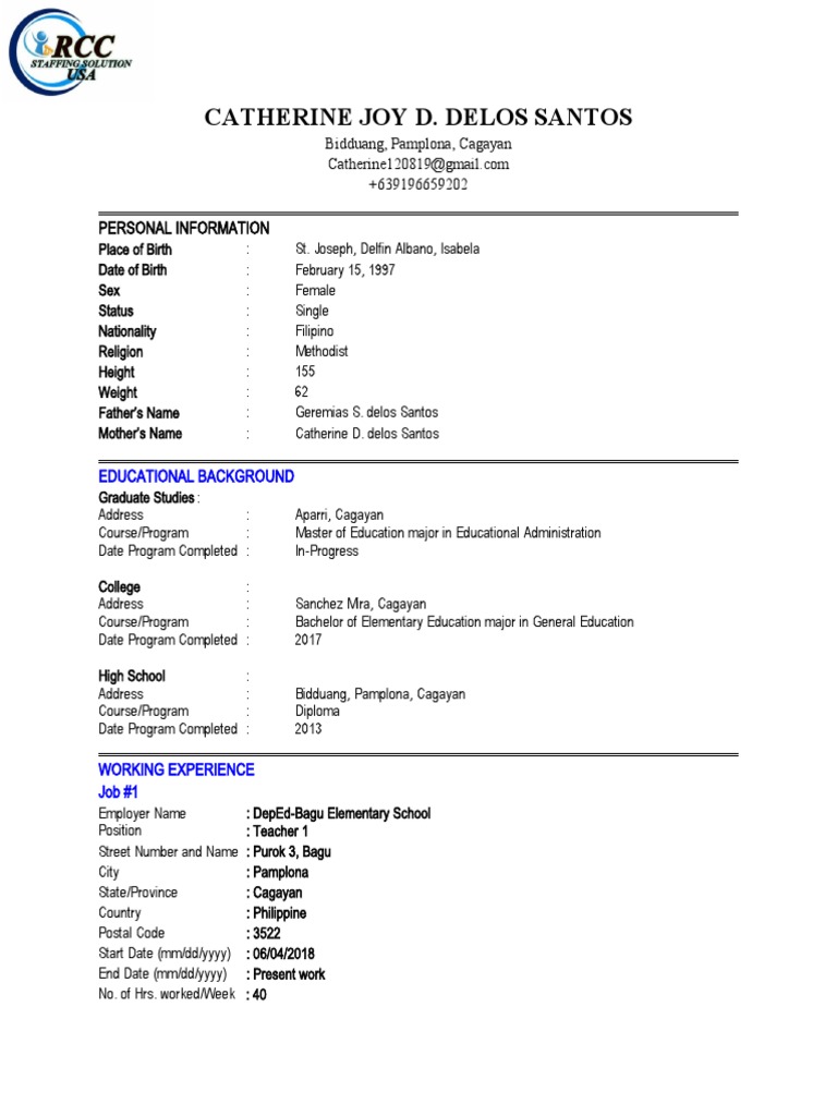 RCC CV Final Format | PDF | Teachers | Behavior Modification