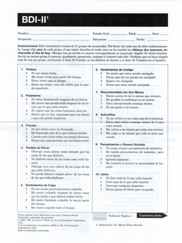BDI-II Instrumento PDF | PDF