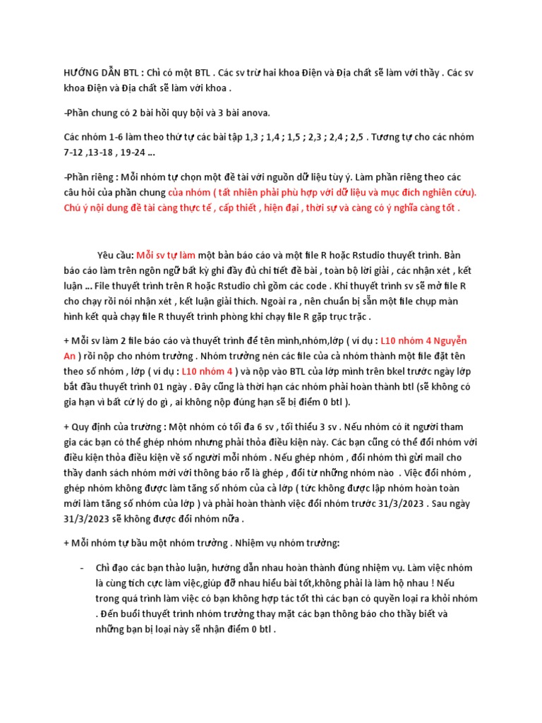 HƯỚNG DẪN BTL HK 222 | PDF