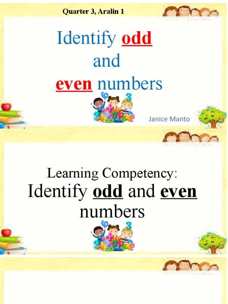 Mathematics 3 GR3 Quarter 3, ODD and EVEN Numbers | PDF | Language Arts ...