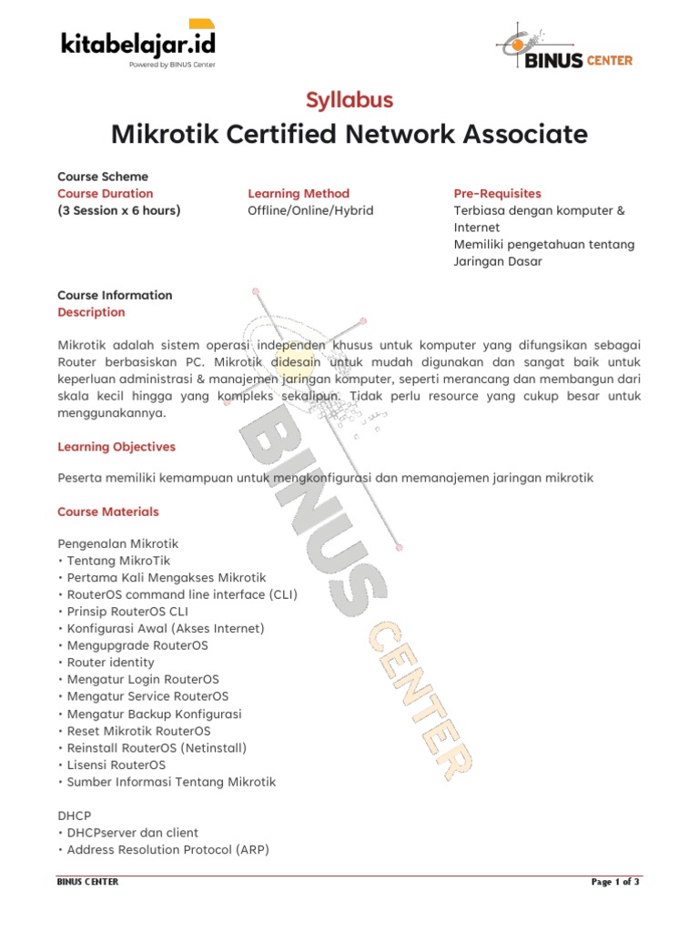 Sillabus - Mikrotik Certified Network Associate | PDF