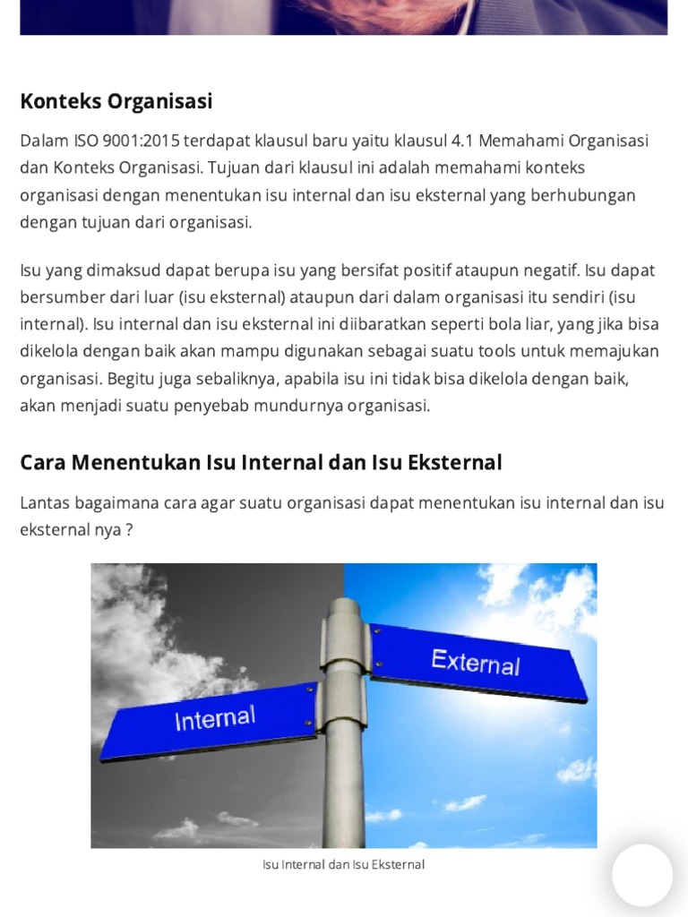 Cara Menentukan Isu Internal Dan Eksternal - Konsultan ISO | PDF