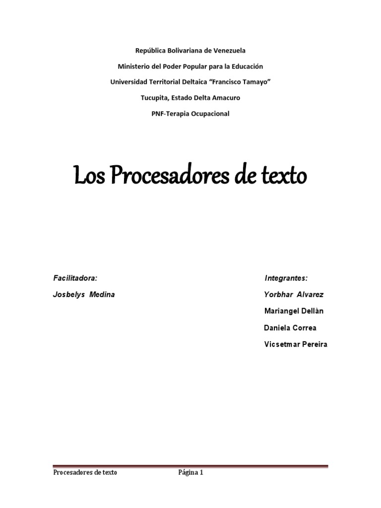 Procesadores de Texto | Descargar gratis PDF | Procesador de textos | Software de la aplicacion