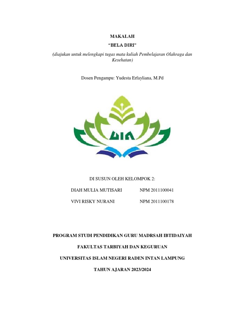 Makalah Penjaskes Bela Diri K9 PDF | PDF