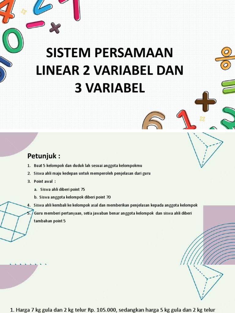 Sistem Persamaan Linear 2 & 3 Variabel | PDF