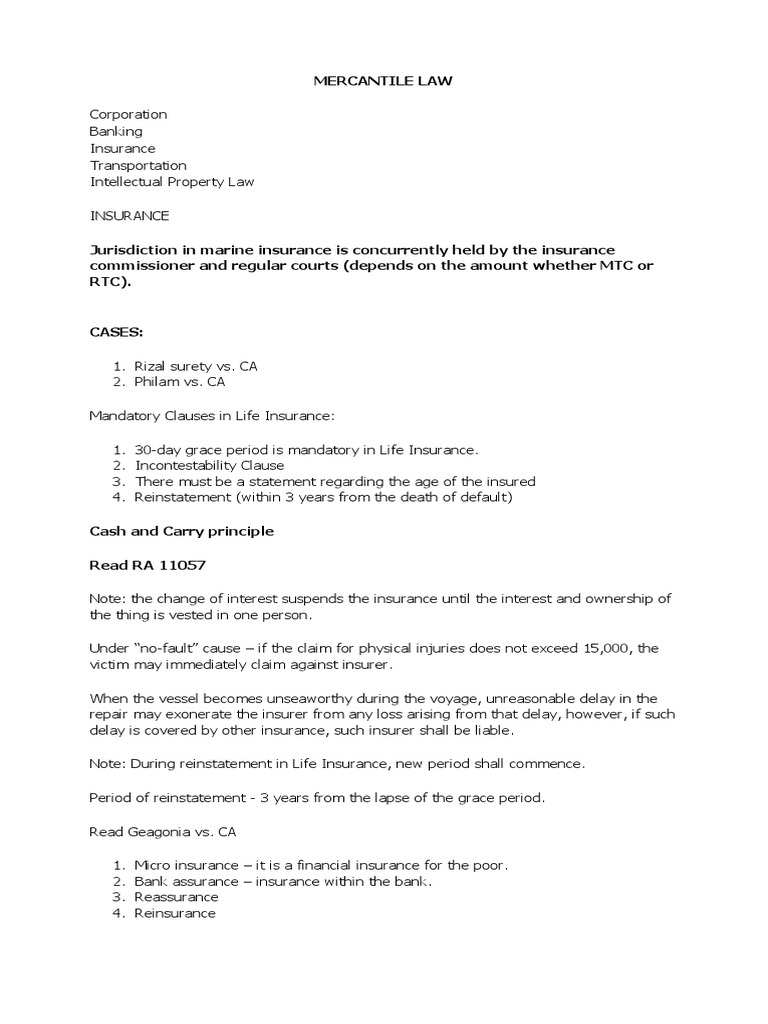 MERCANTILE LAW notes | PDF