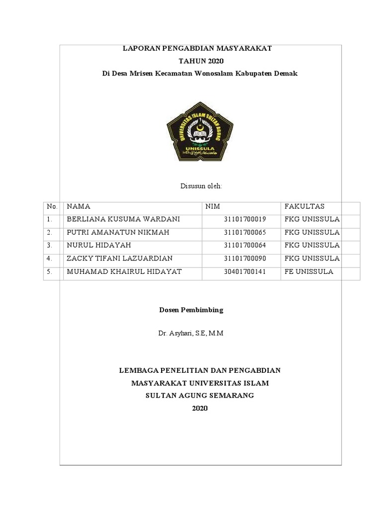 Contoh LAPORAN PENGABDIAN MASYARAKAT | PDF