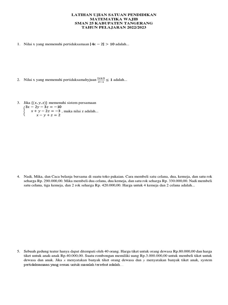 Latihan Usp Matematika Wajib | PDF | Metode & Bahan Ajar