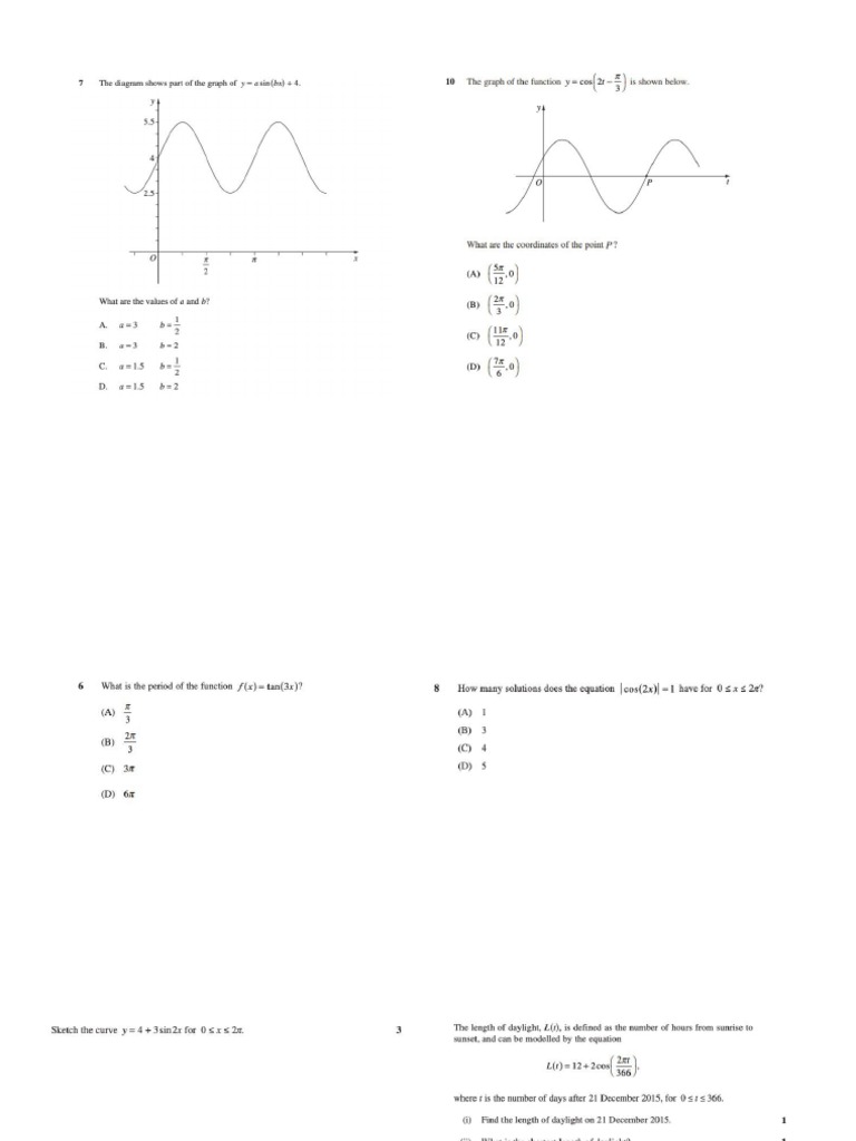 Trig Graph HSC Questions | PDF