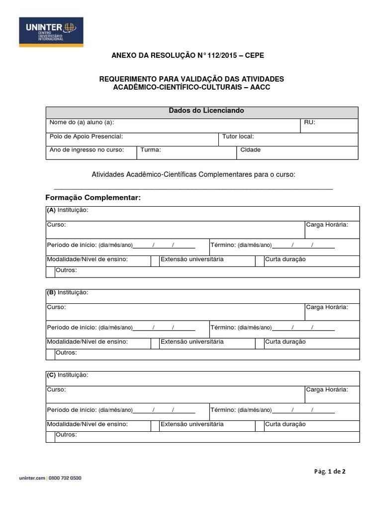 Requerimento para Postagem de Aacc PDF | PDF | Academia