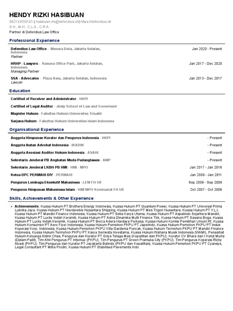 CV - Hendy Rizki Hasibuan PDF | PDF