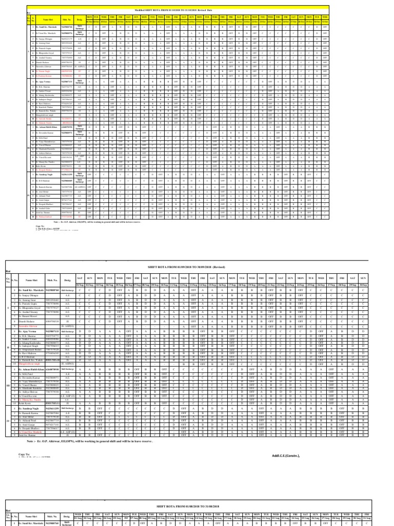 October Shift Schedule | PDF