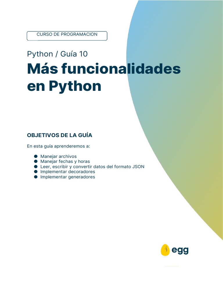Copia de 10. Más Funcionalidades en Python | PDF | Python (lenguaje de ...