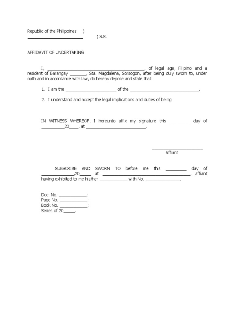 Affidavit of Understanding | PDF | Finance & Money Management