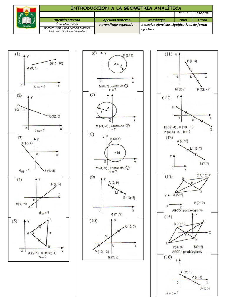 Introducciòn A La Geometria Analìtica | PDF | Pendiente | Línea (geometría)