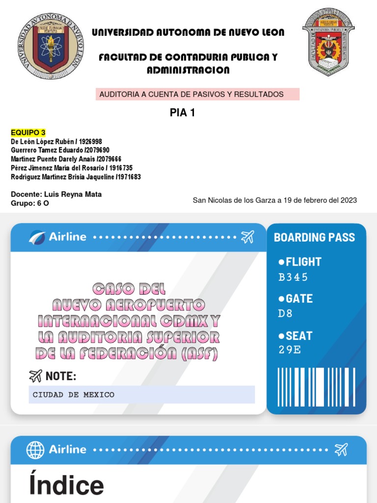 Pia 1 - Caso Del Nuevo Aeropuerto Internacional - Eq3 | PDF | Auditoría | Contralor