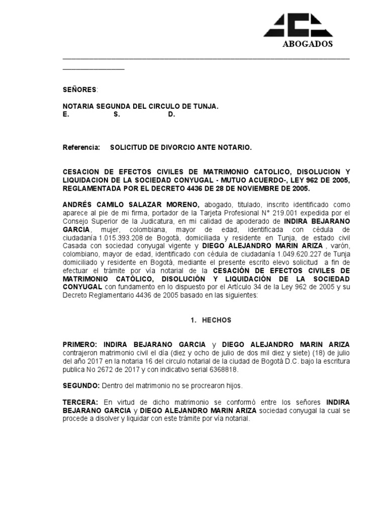 Modelo Solicitud Final Cesacion de Efectos | PDF | Matrimonio | Justicia