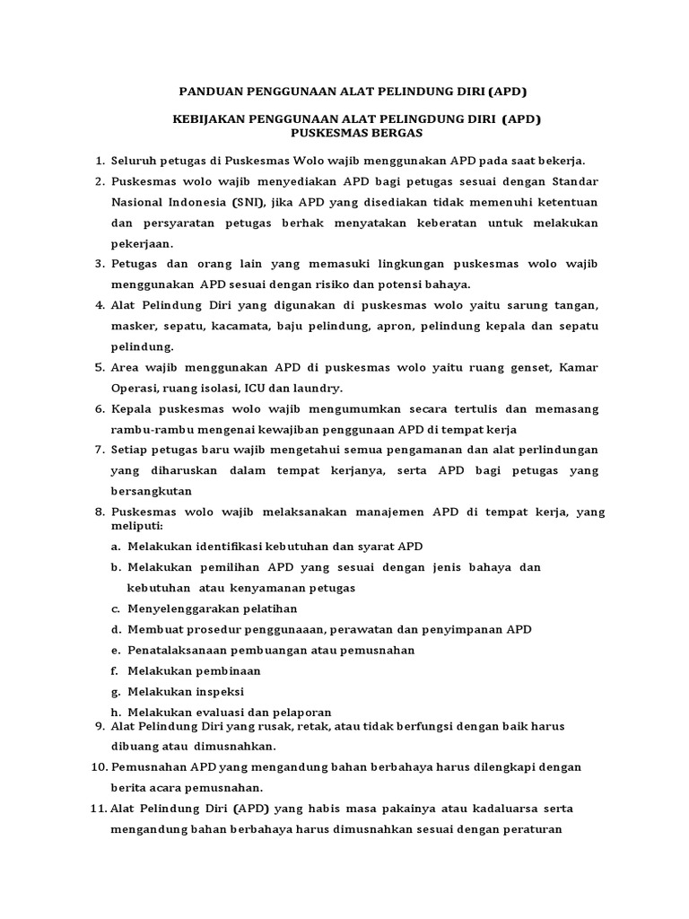 SK Pedoman Layanan Laboratorium - Panduan Penggunaan Apd | PDF