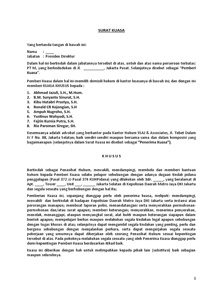 Contoh SK Pelaporan Pidana SSAJ | PDF