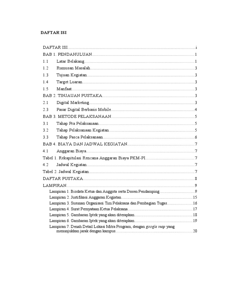 Proposal PKM PI Pasar KWT Setia | PDF