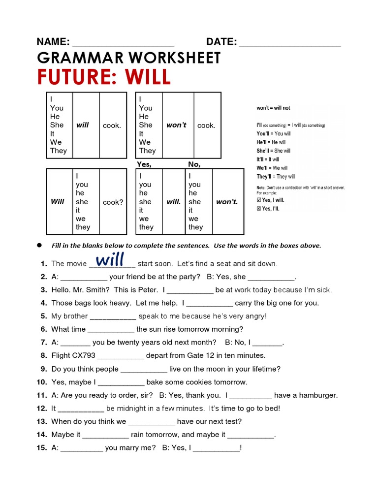 worksheet-will 0 | PDF