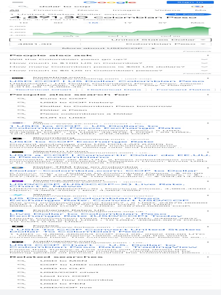 Current USD to COP Exchange Rate | PDF | United States Dollar ...