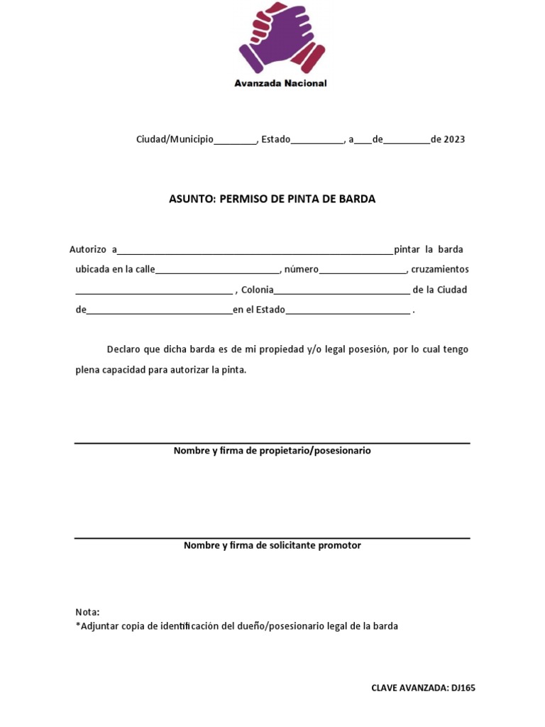 Permiso de Pinta de Barda | PDF