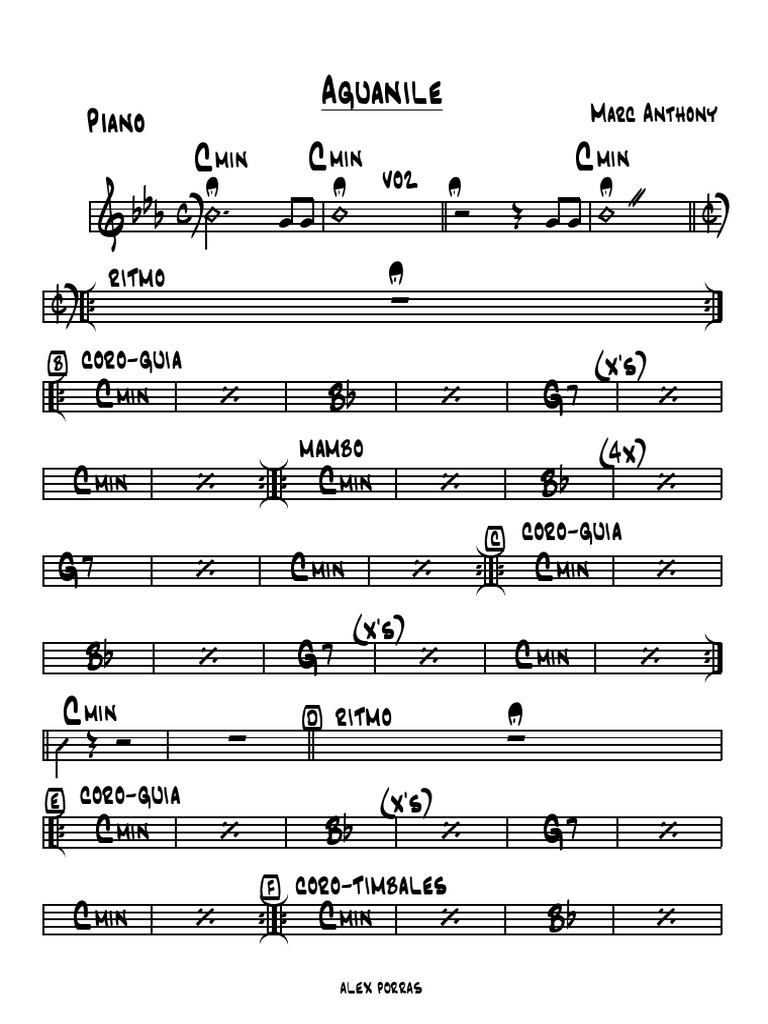 Aguanile (Marc Anthony) - Piano | PDF