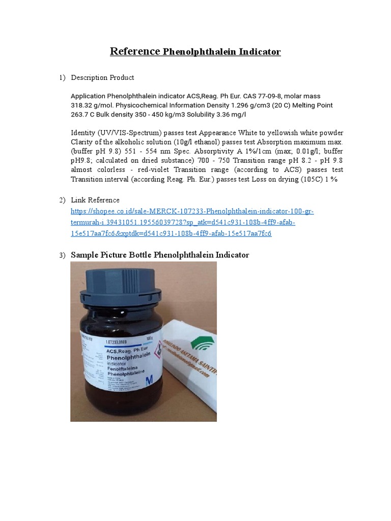 Reference Phenolphthalein Indicator | PDF