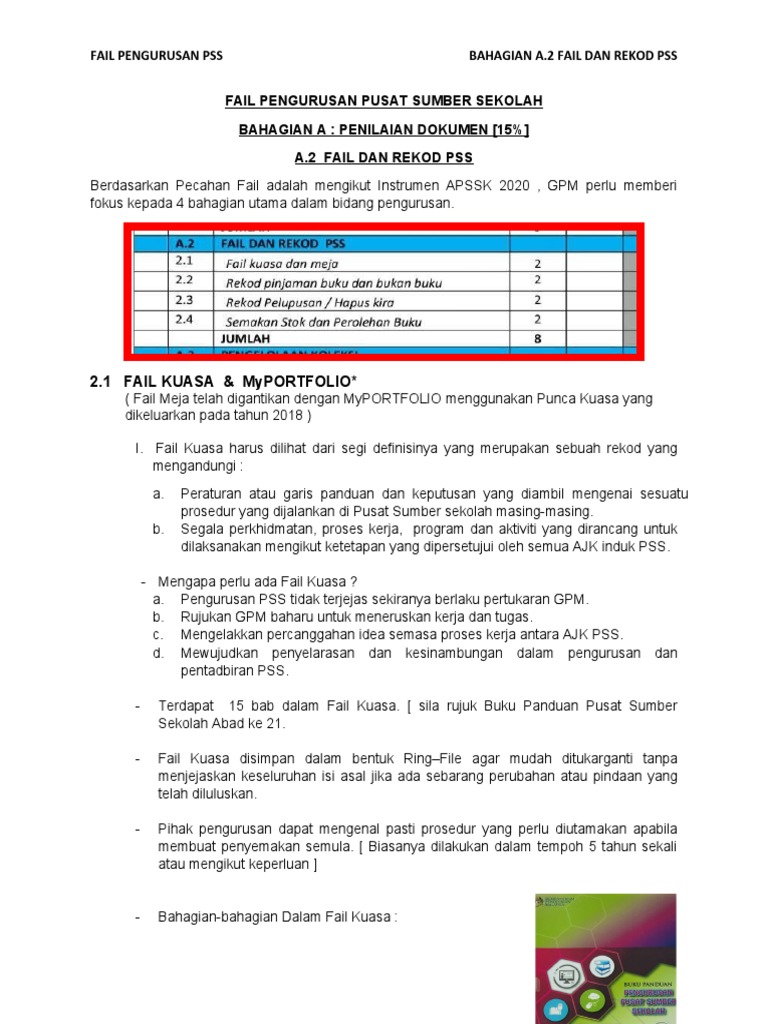 A2 Nota Fail Pengurusan Pusat Sumber Sekolah | PDF