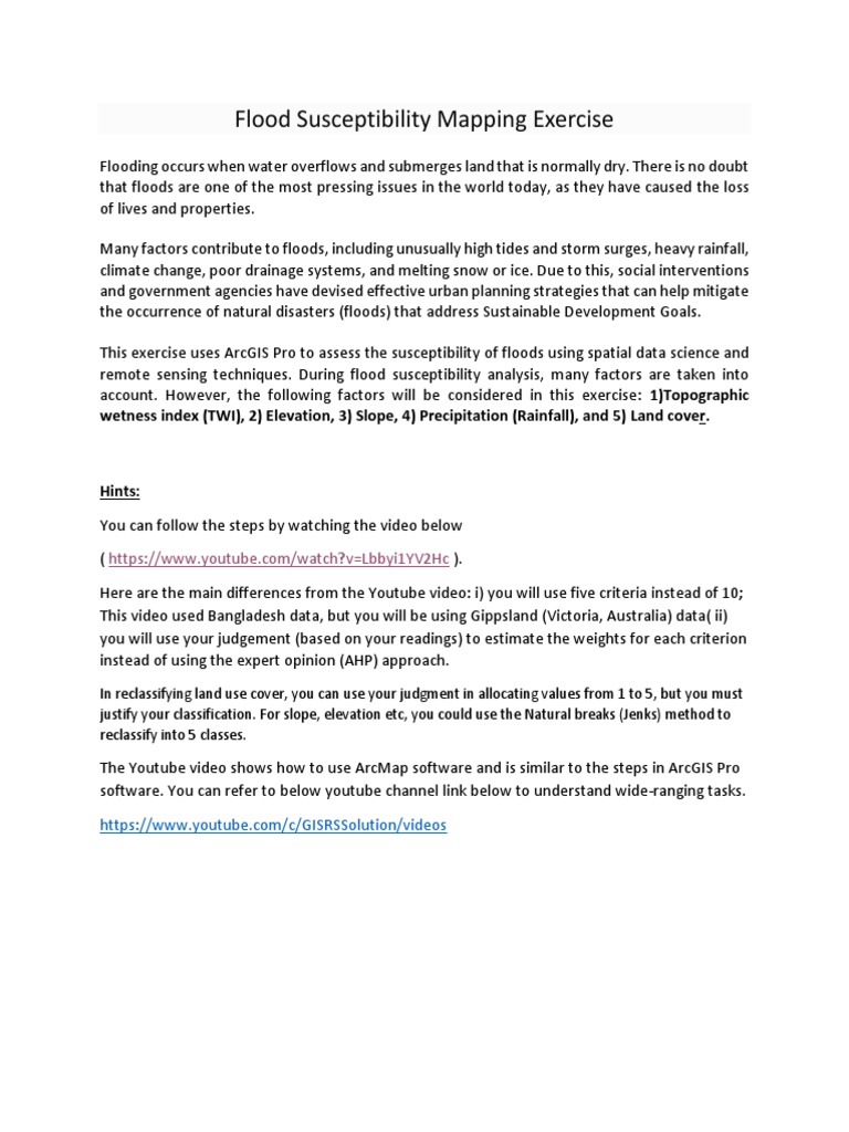 Flood Susceptibility Mapping Exercise PDF | PDF