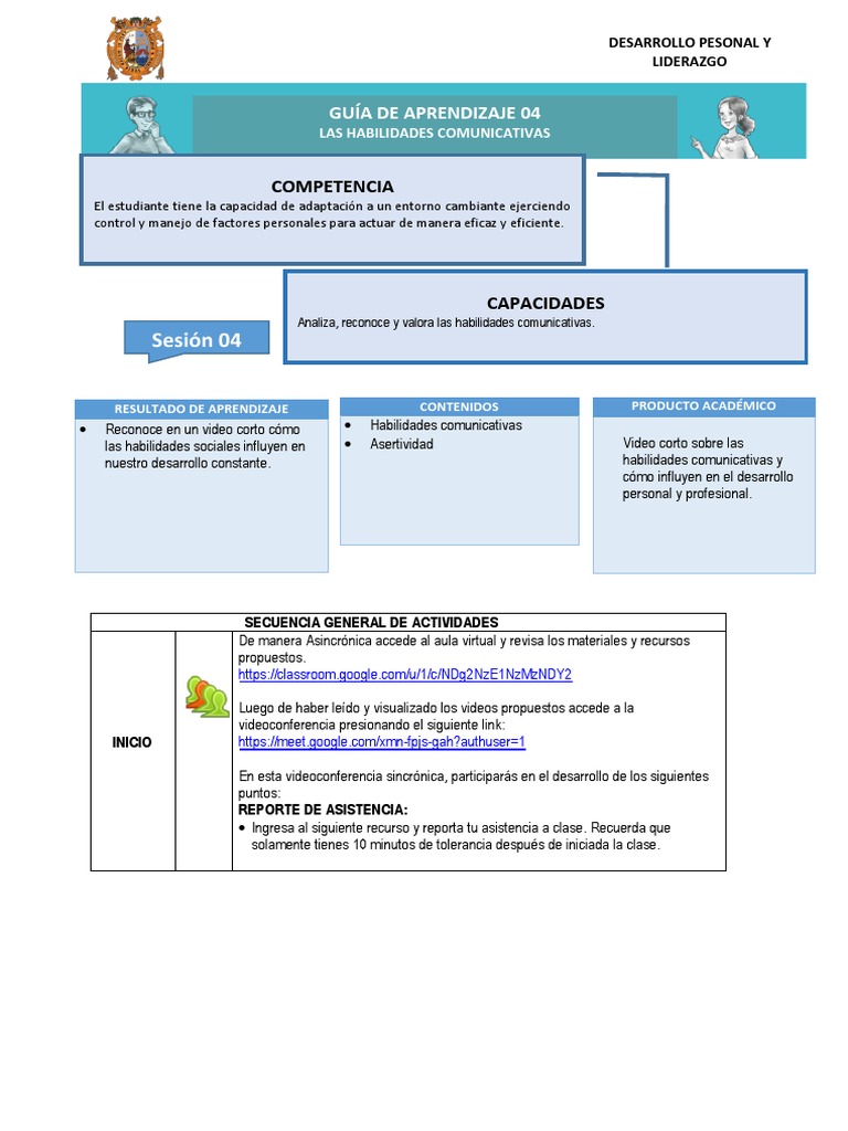 Guía 04-Habilidades Comunicativas | PDF | Aprendizaje | Chat en linea
