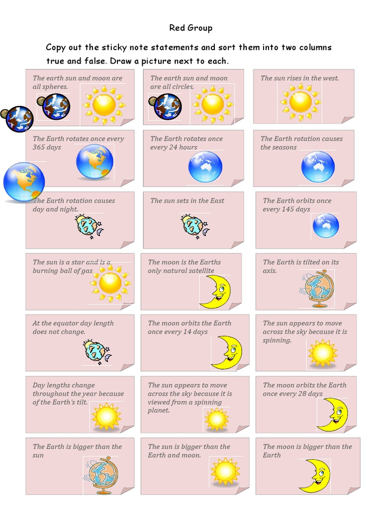 Earth Sun Moon True or False | PDF | Earth | Moon