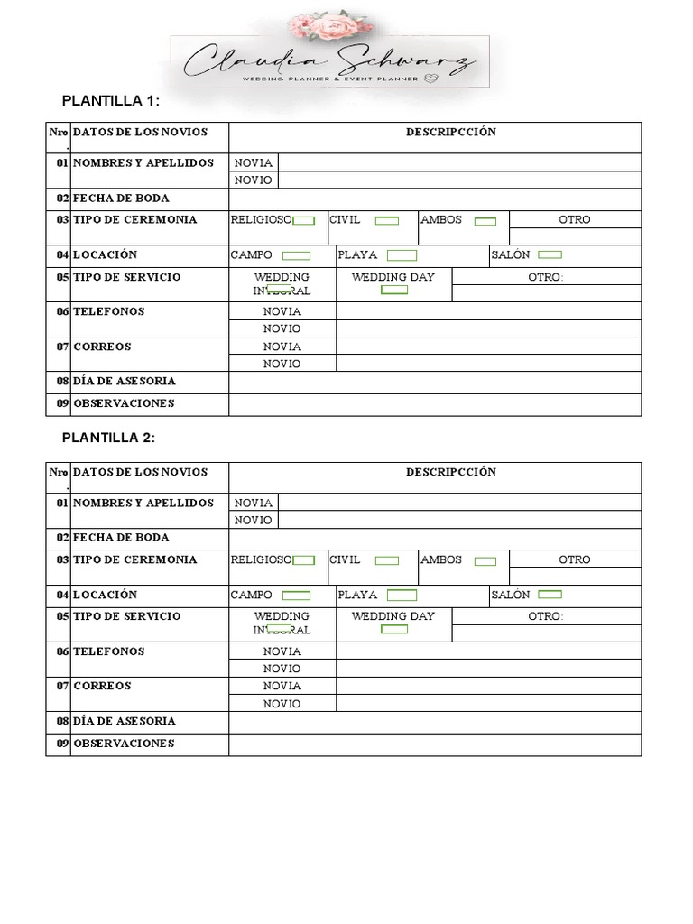 Ficha de Novios Claudia | PDF