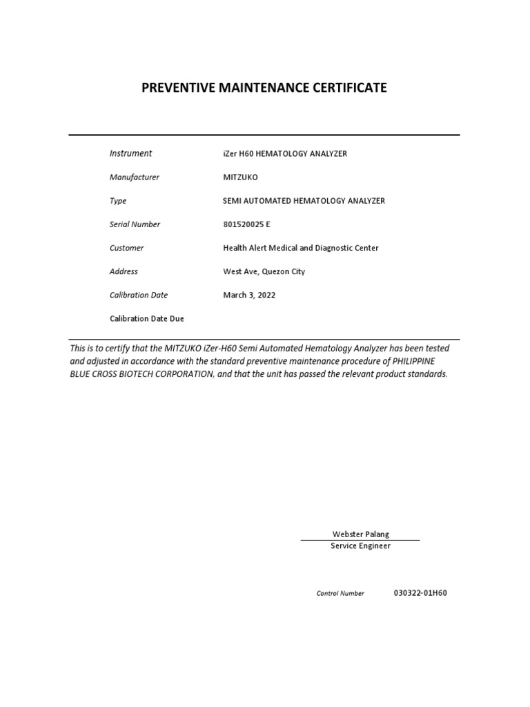 Health Alert PMI and CAL Cert 03.03.22 | PDF | Calibration | Science