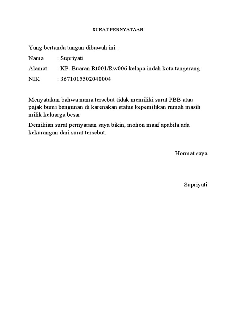 Surat Pernyataan | PDF