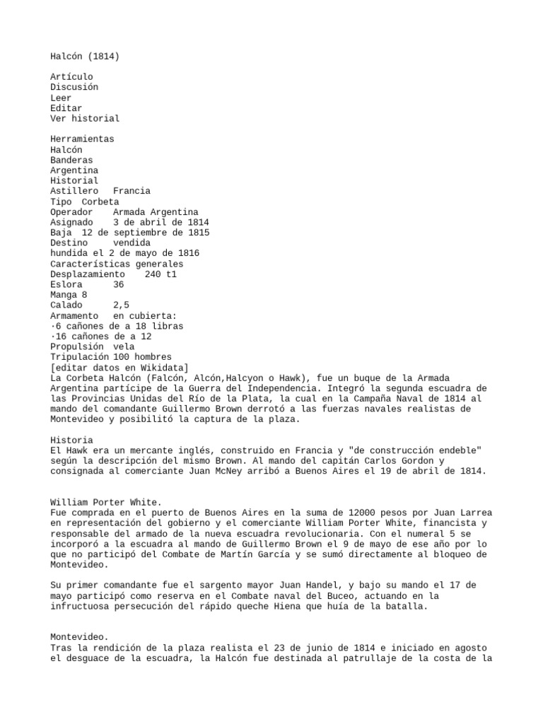 Corbeta Halcón: Historia y Destino | PDF | Guerra Naval | Operaciones militares