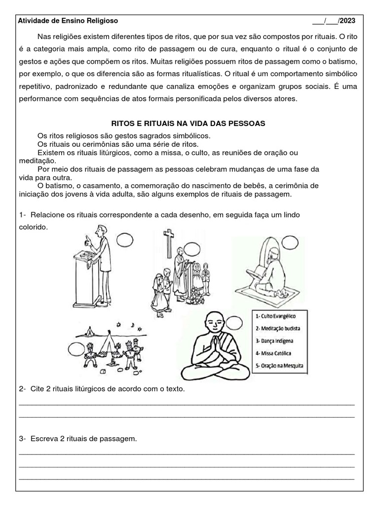 Atividade de Ritos e Rituais 2 | PDF | Religião e Espiritualidade